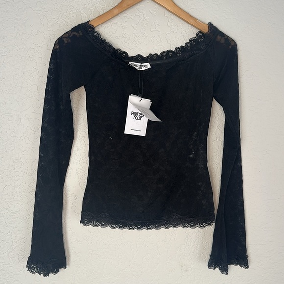 Princess Polly | Tops | New Polly Princess Sheer Lace Off Shoulder Top ...